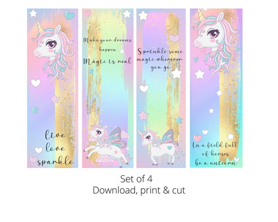 Unicorn Bookmark Printable Bookmarks Kids Unicorn Stationary - Etsy