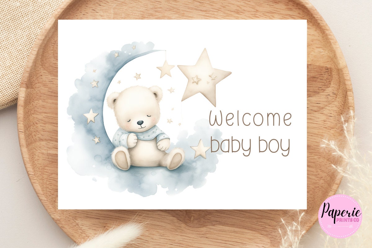 Welcome Baby Boy Card DIGITAL Download Printable Welcome Baby Boy Card ...