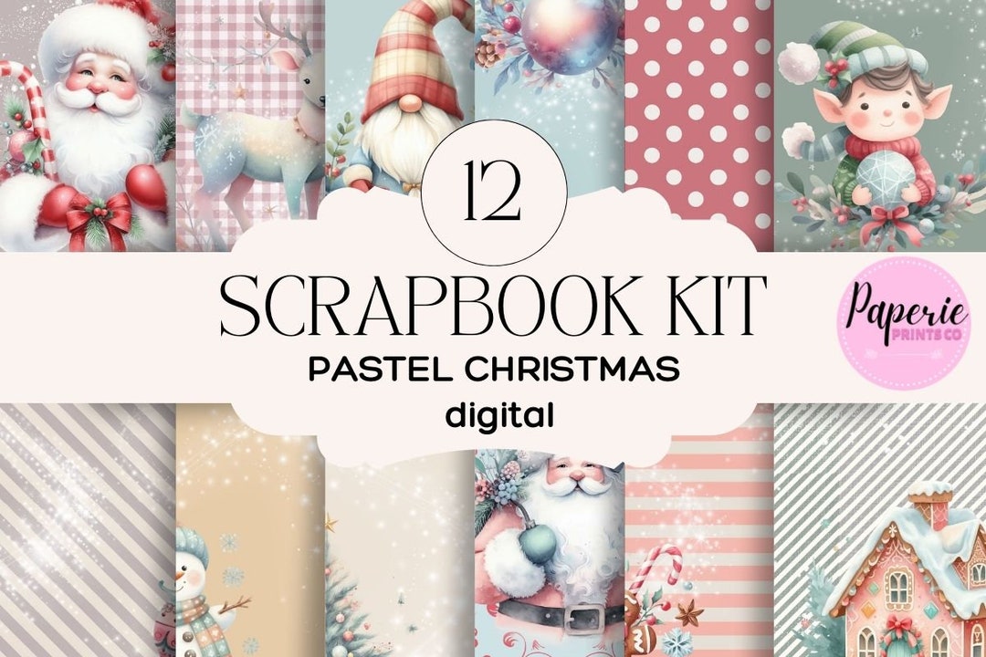 Christmas Scrapbook Paper Pack Printable Pastel Christmas Scrapbook ...