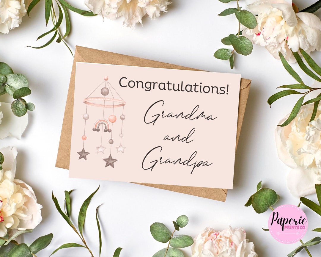 Grandpa Grandma Baby Congratulations Card Printable Grandparents New ...