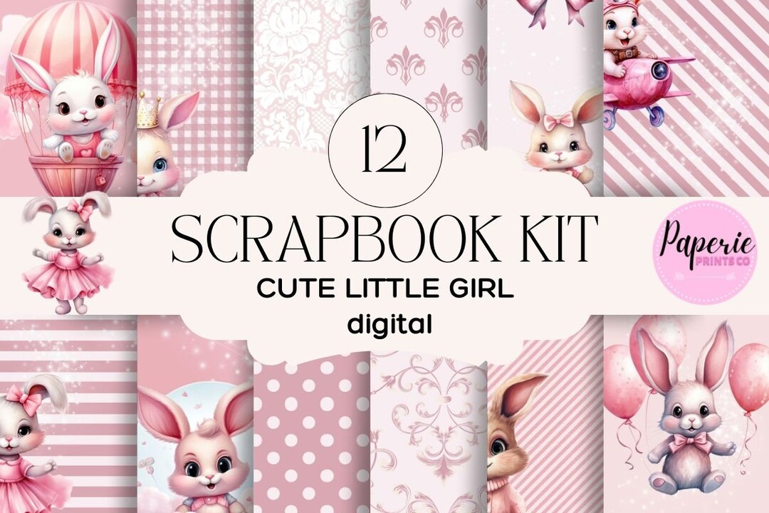 Cute Girl Scrapbook Kit Printable Little Girl Digital Scrapbook Kit and ...