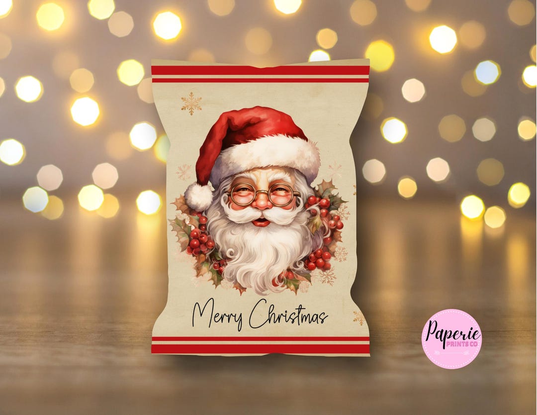 Christmas Vintage Santa Chip Bag Png, Christmas Chip Bag Template Print ...