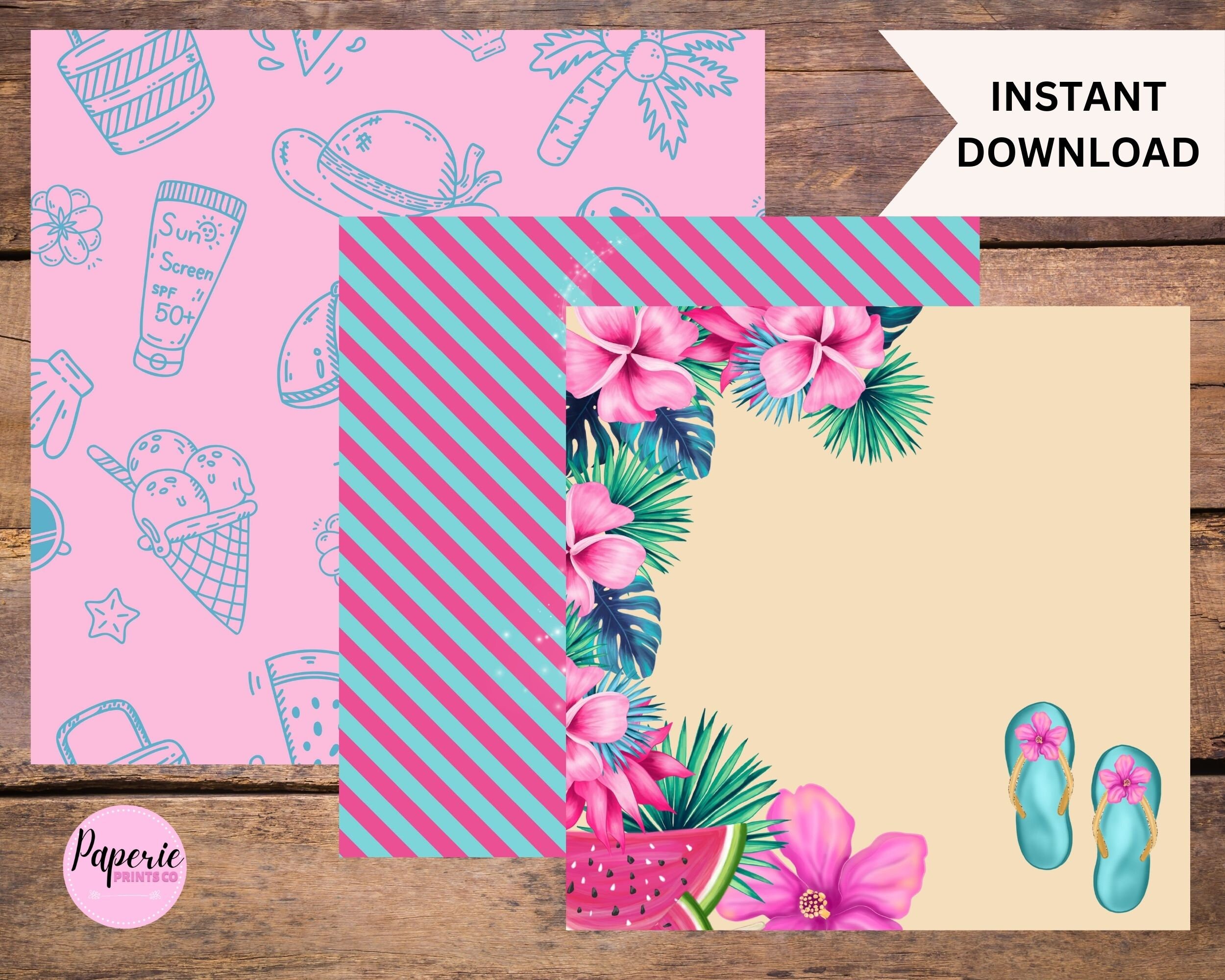 Fun in the Sun Scrapbook Paper Printable Beach Scrapbook Paper - Etsy