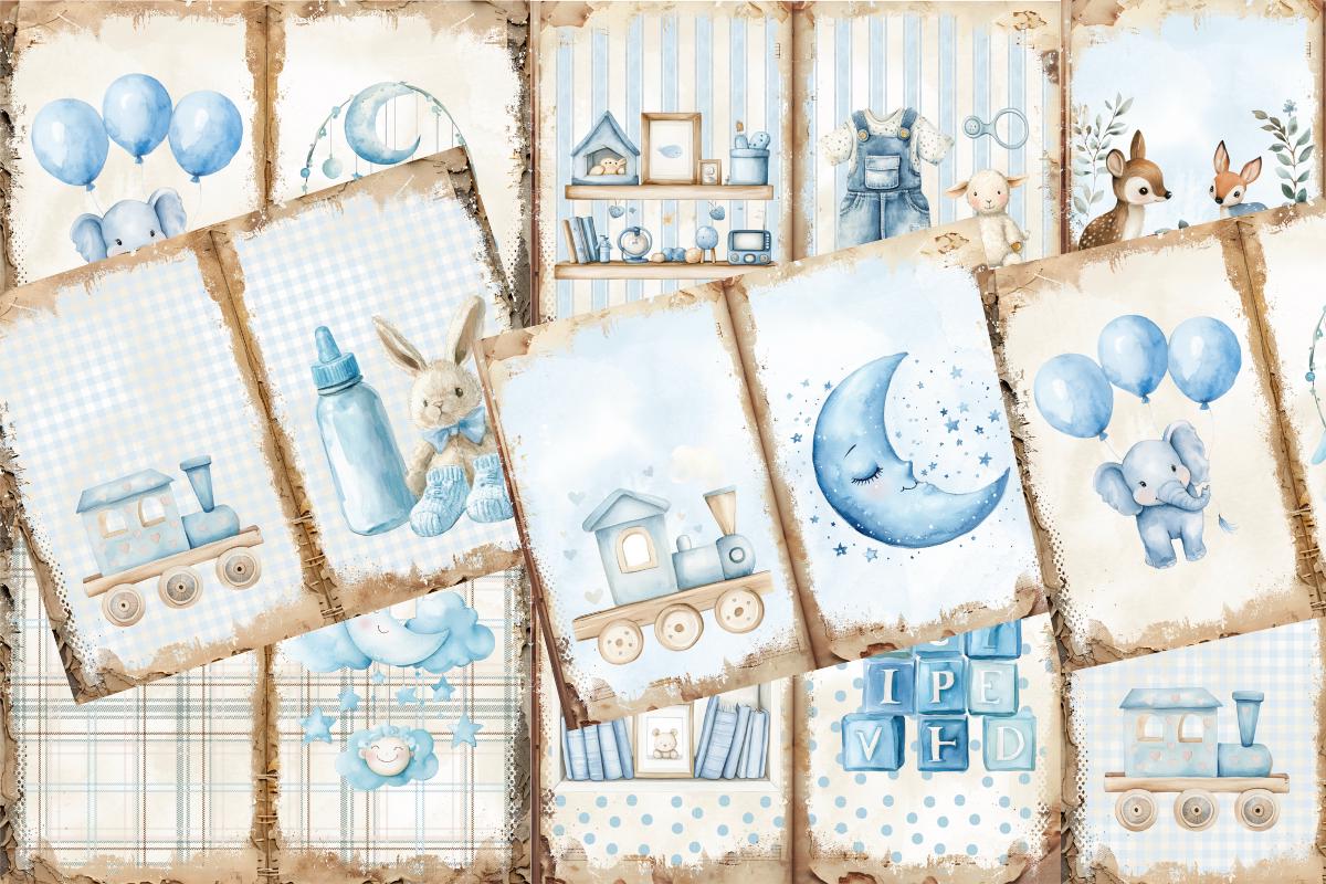 Blue Baby Elephant Junk Journal Kit: Printable Ephemera (digital ...