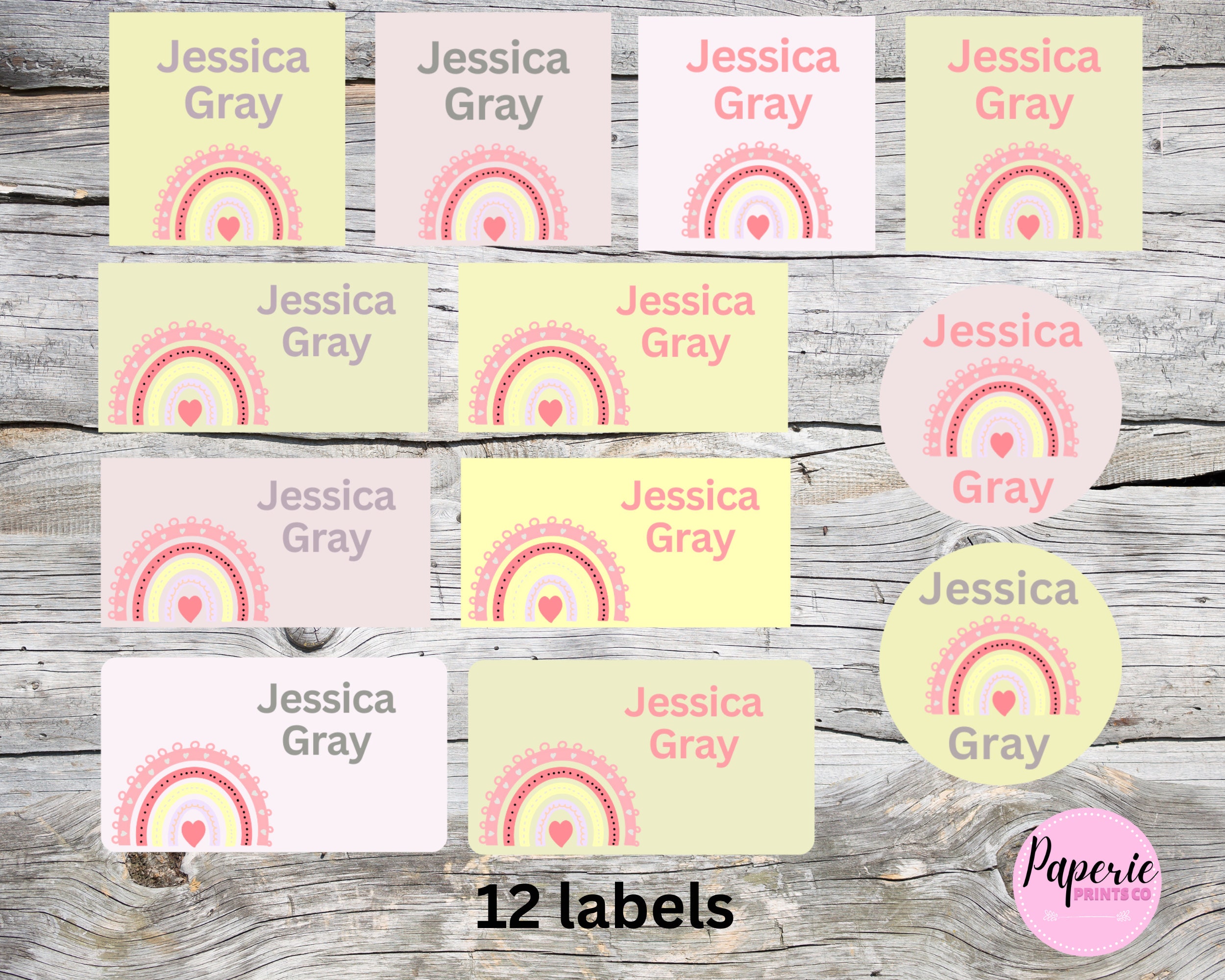 Rainbow School Labels, School Label Stickers Png, Name Labels for ...