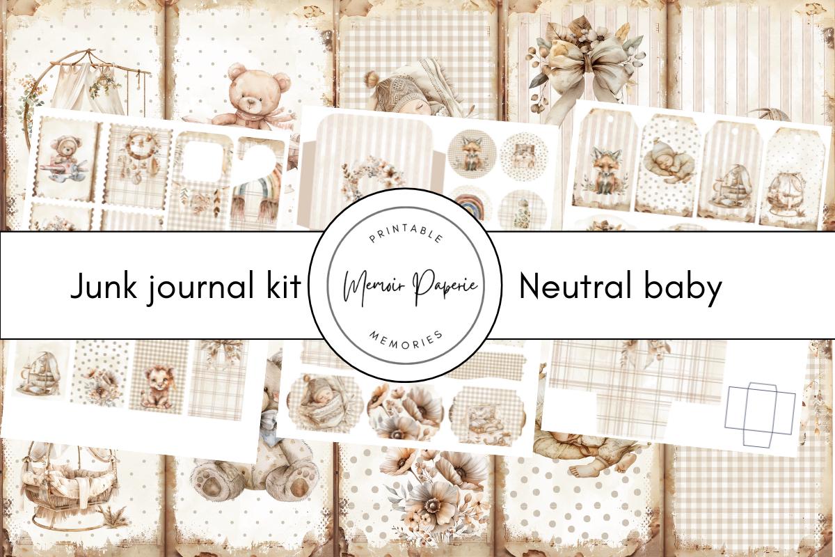 Neutral Baby Junk Journal Kit Digital, New Baby Junk Journal Kit ...