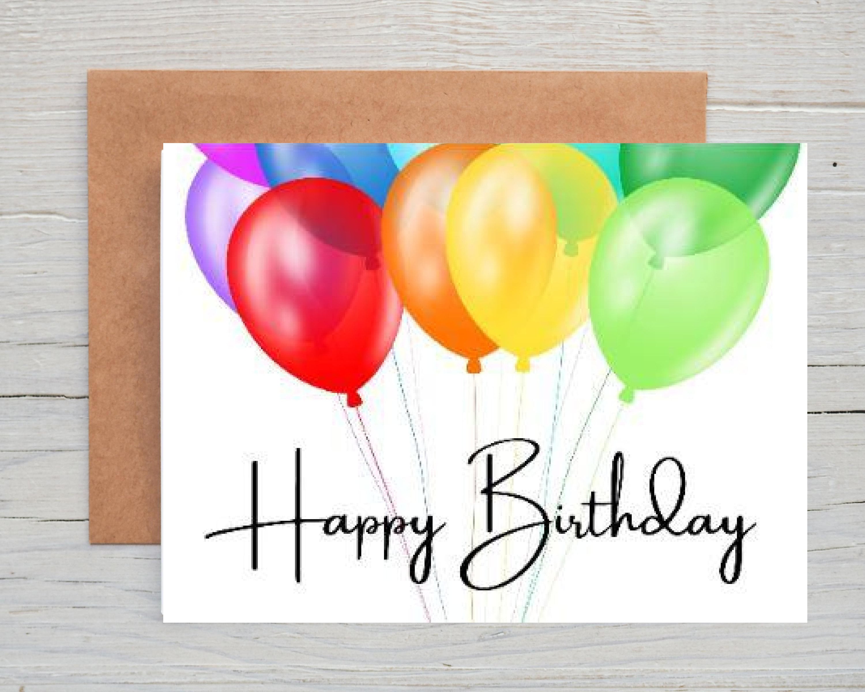 Balloon happy birthday card printable Colourful balloon | Etsy
