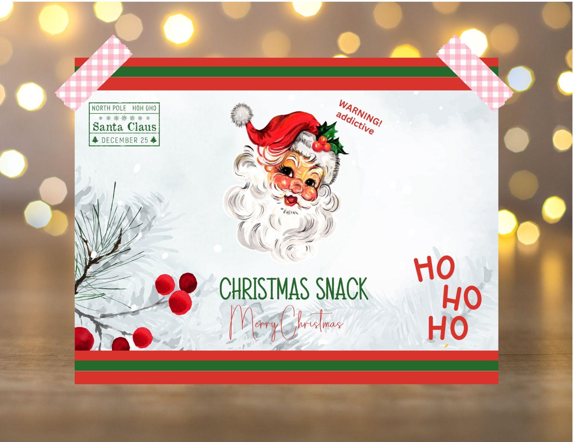 Christmas Chip Bag Template Printable, Santa Chip Bag Jpeg Png Template ...