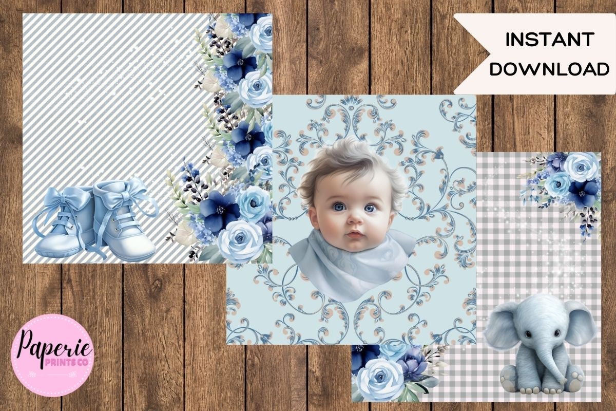 Baby Boy Scrapbook Kit Printable Baby Boy Digital Scrapbook Kit ...