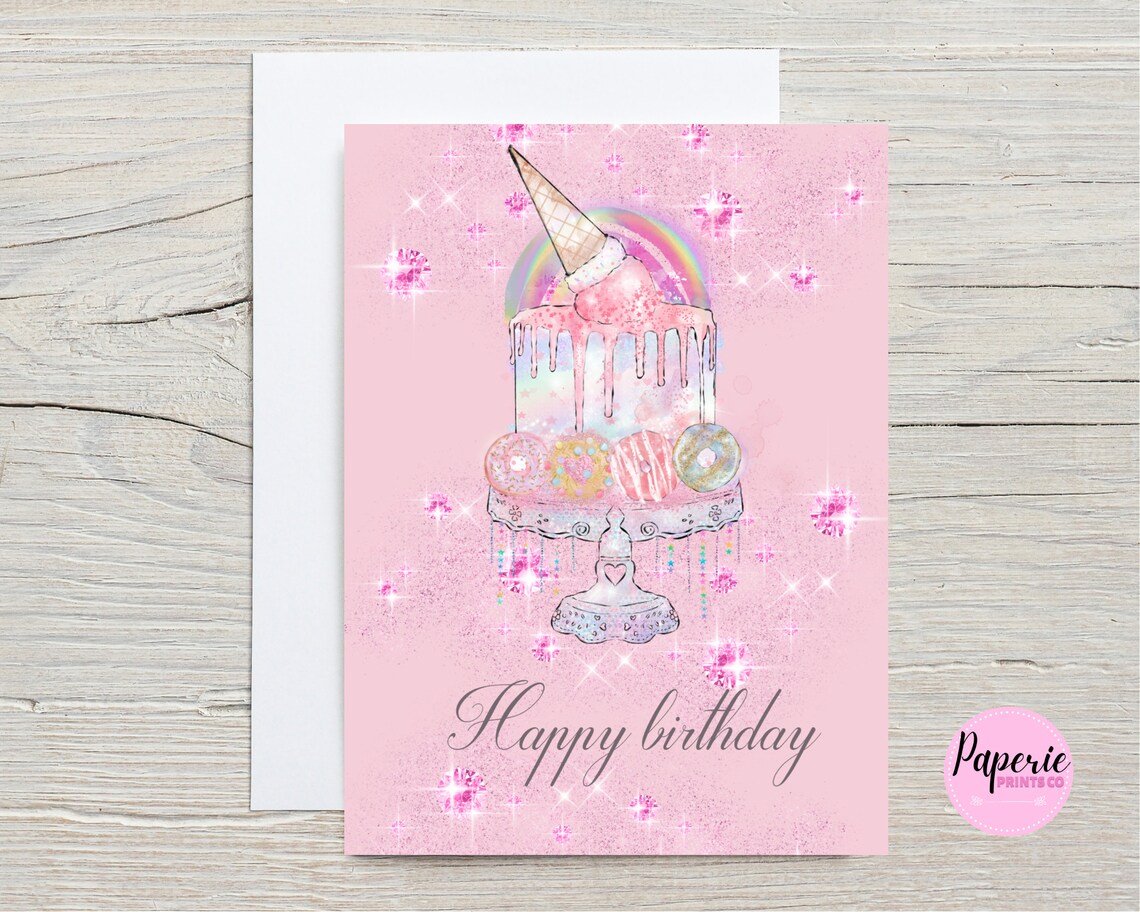 Cute Birthday Card for Girl, Printable Birthday Card for Kids, Happy ...