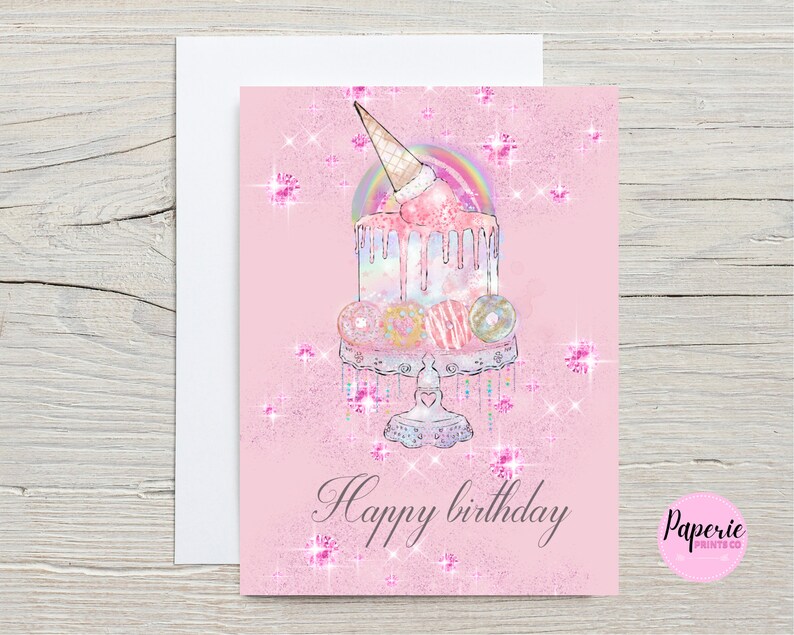 Cute Birthday Card for Girl, Printable Birthday Card for Kids, Happy ...