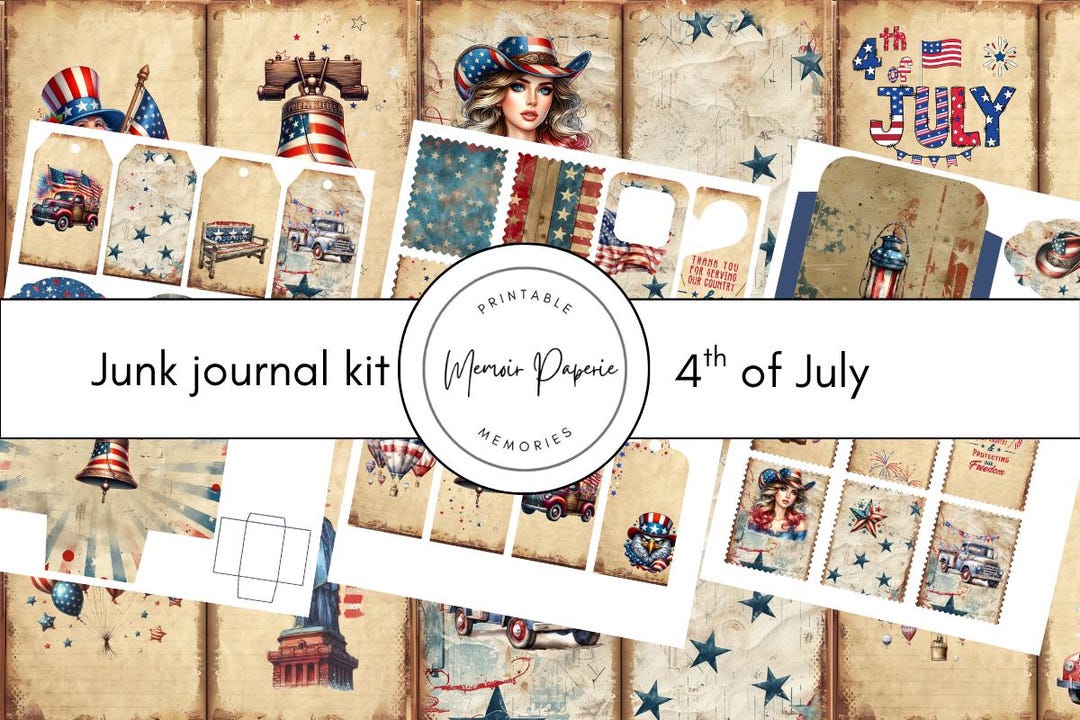 4th of July Junk Journal Kit, 4th of July Junk Journal Pages ...