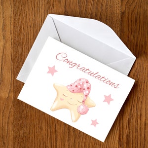 Cute Moon New Baby Girl Card Congratulations New Baby Girl - Etsy New ...