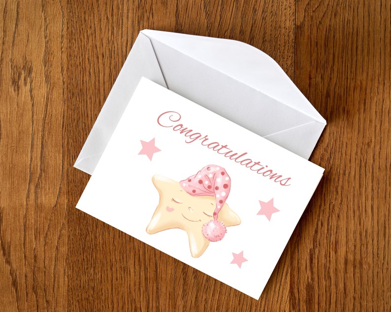 Cute Moon New Baby Girl Card Congratulations New Baby Girl - Etsy New ...