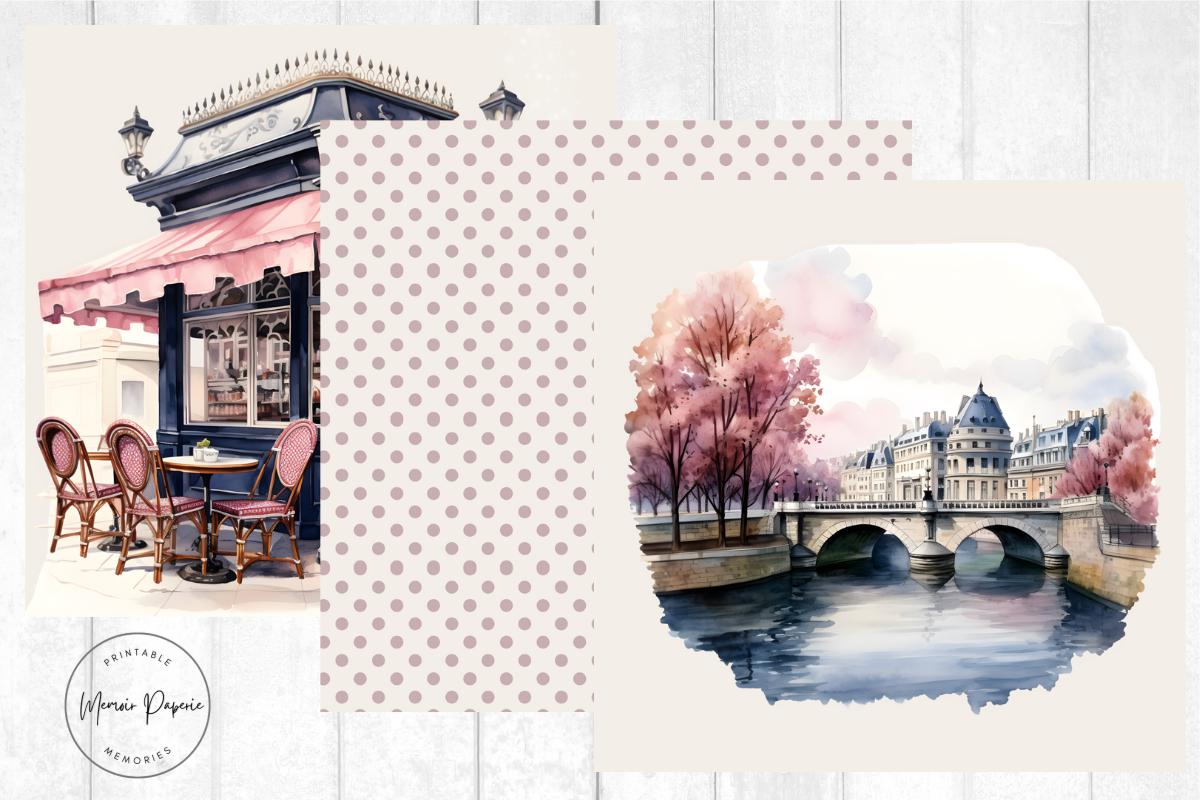 Paris Scrapbook Paper Printable, One Night in Paris Digital Patterned ...