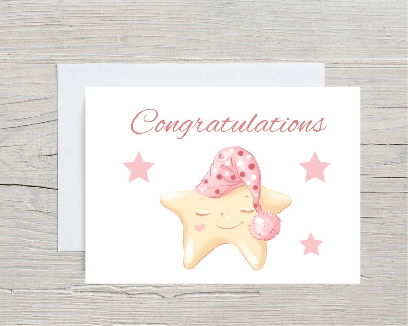 Cute Moon New Baby Girl Card Congratulations New Baby Girl - Etsy New ...