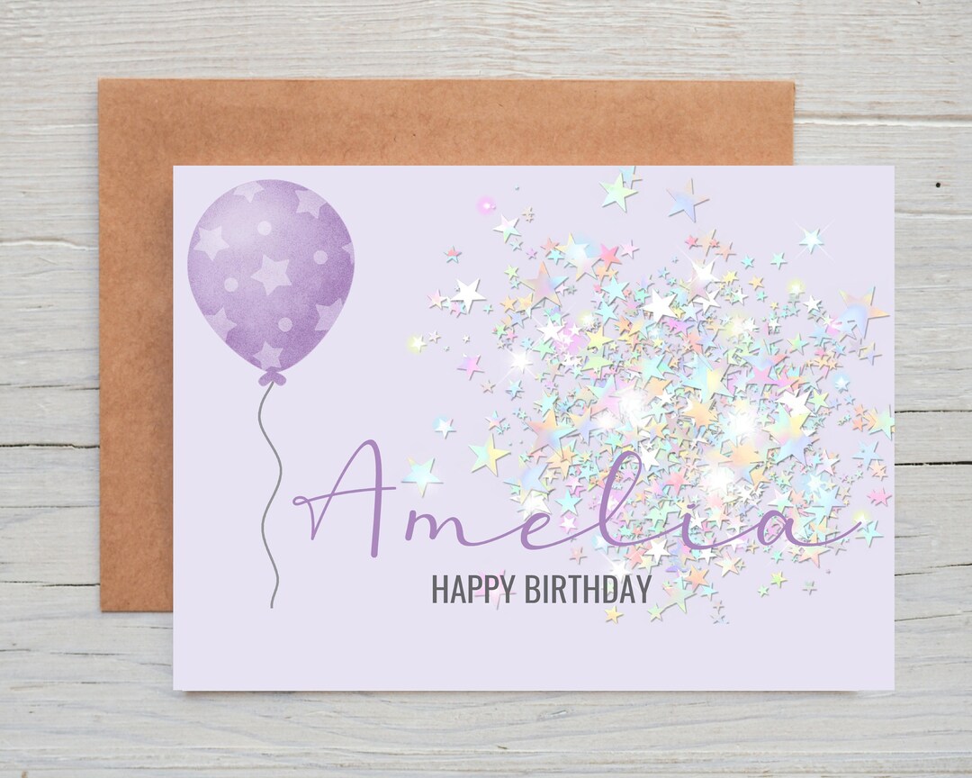 Girls Name Birthday Cards, Girls Personalised Birthday Card, Name ...