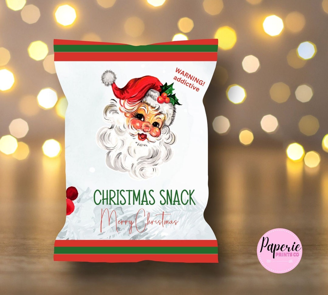 Christmas Chip Bag Template Printable, Santa Chip Bag Jpeg Png Template ...