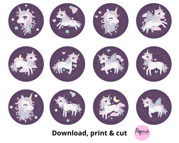 Printable Unicorn Cupcake Toppers Girls Birthday Party Etsy