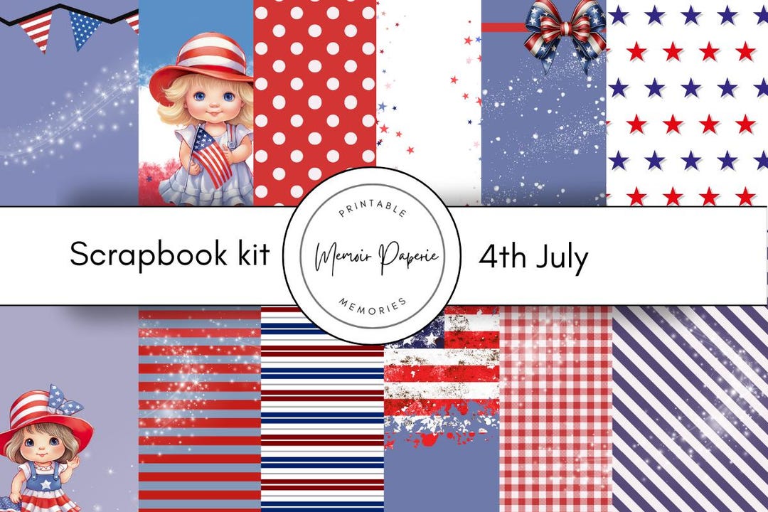Girl 4th of July Scrapbook Kit Digital My First 4th of July Scrapbook ...