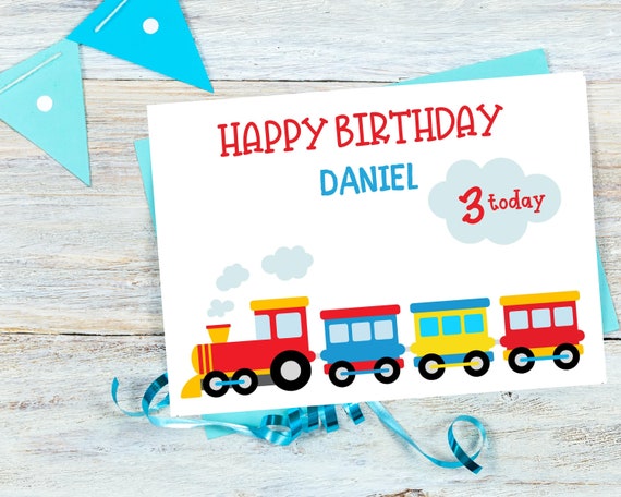 Train Birthday Card Personalised Boys Birthday Card Digital | Etsy