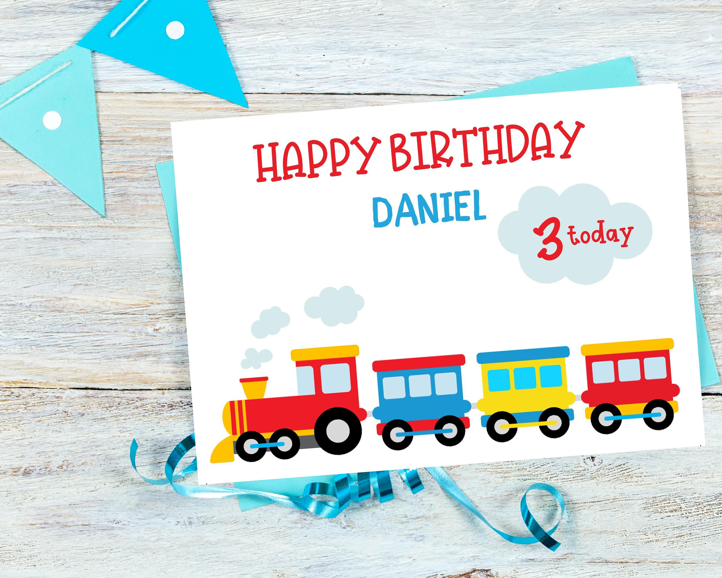 Train Birthday Card Personalised, Boys Birthday Card Digital ...