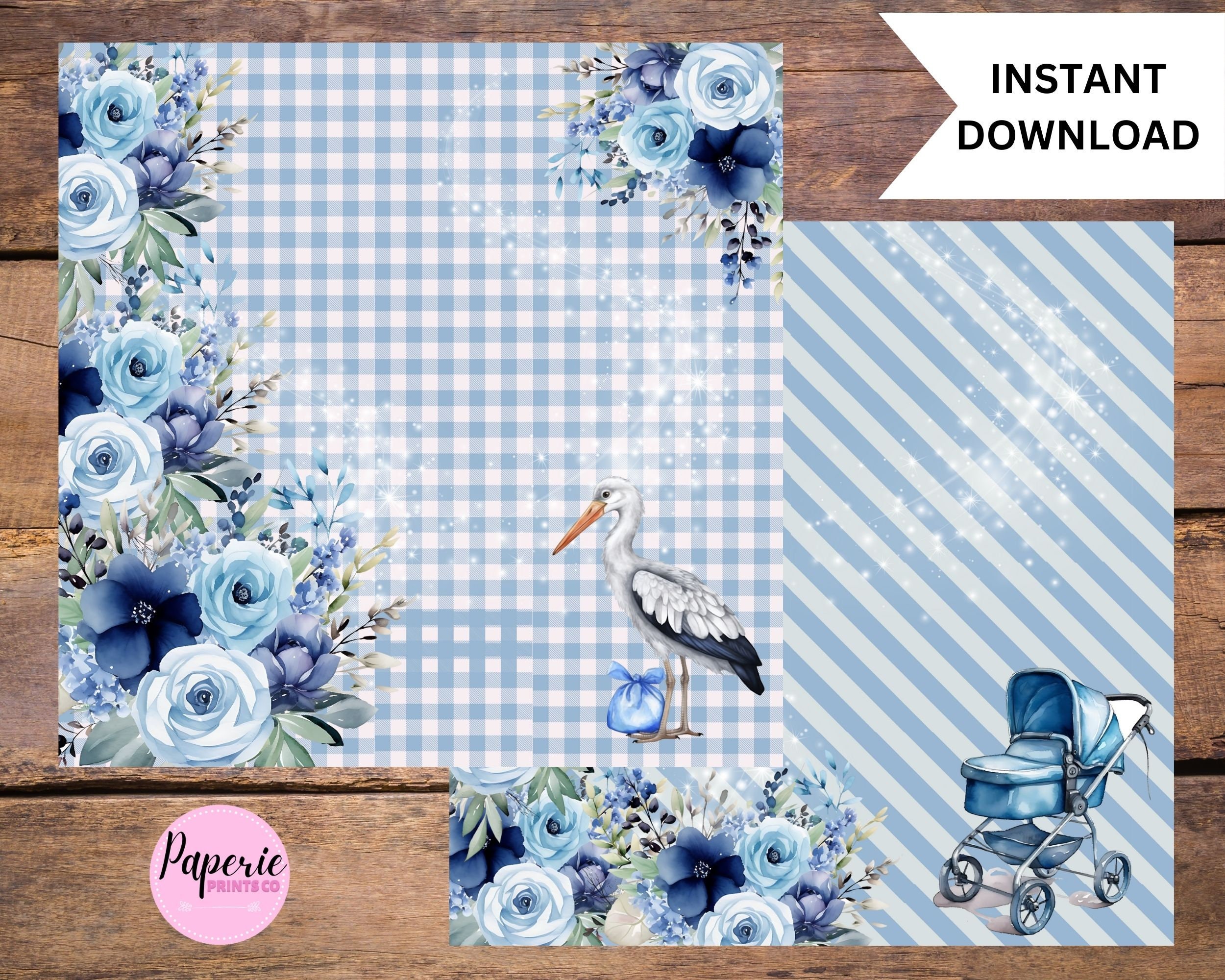 Baby Boy Scrapbook Paper Printable Baby Boy Digital Paper Baby Boy ...