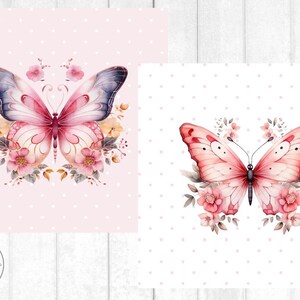 Pink Butterfly Scrapbook Paper: Digital Backgrounds for Junk Journals ...