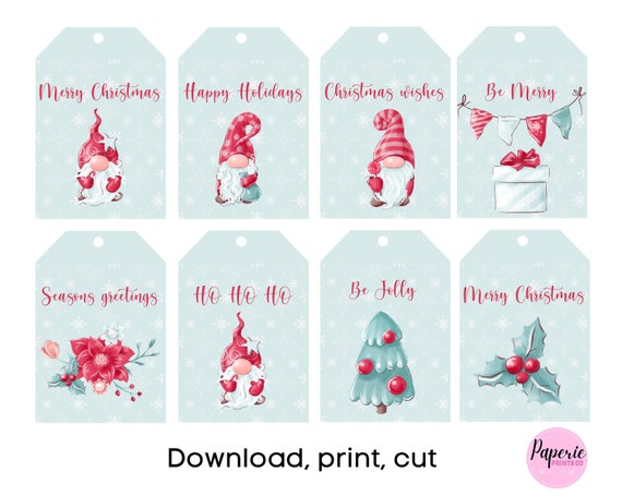 Gnome Christmas Gift Tags Gnome Christmas Tags Cute | Etsy