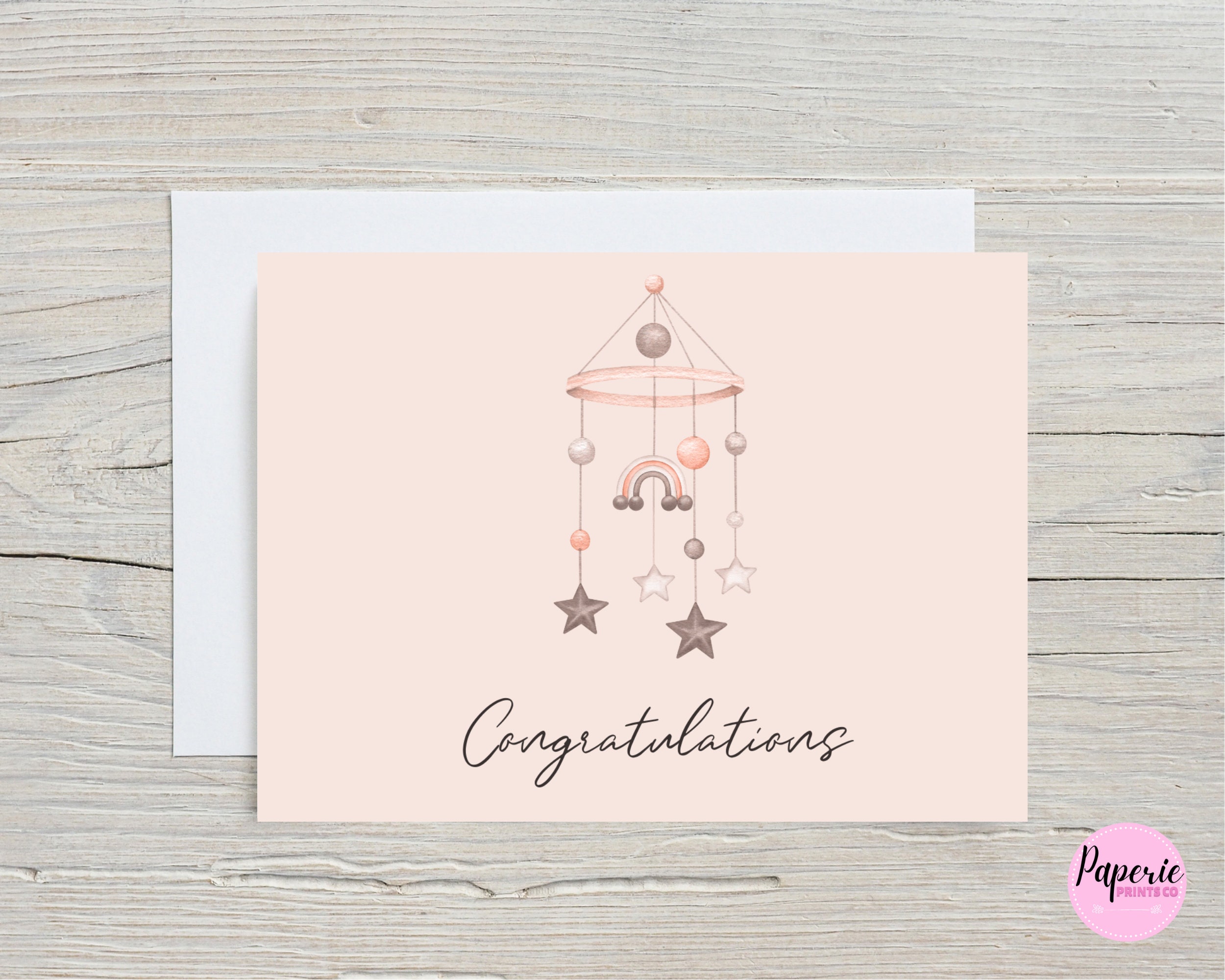 Boho New Baby Congratulations Card, Boho Gender Neutral Congratulations ...