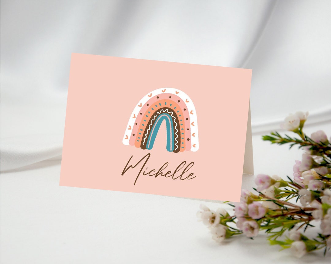 Boho Rainbow Place Card, Boho Rainbow Table Decor, Boho Theme Party ...