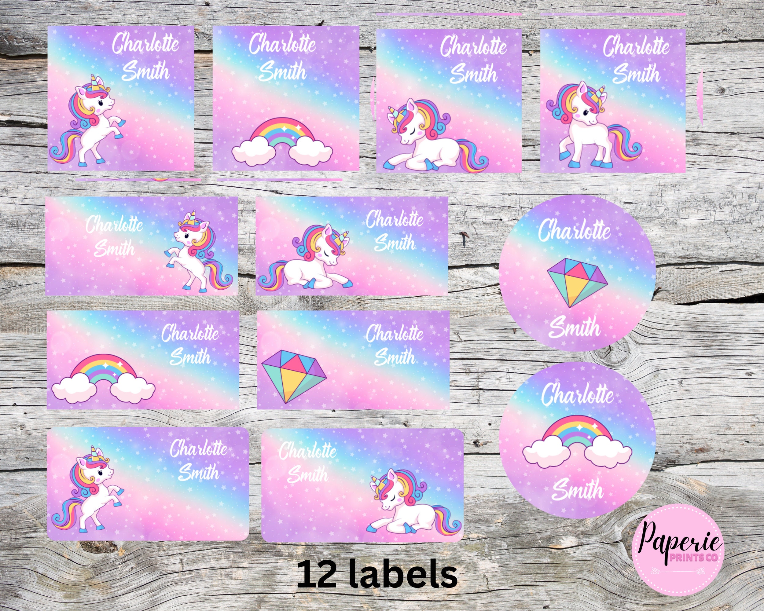 Unicorn School Name Labels, Unicorn School Name Tags, Back to School ...