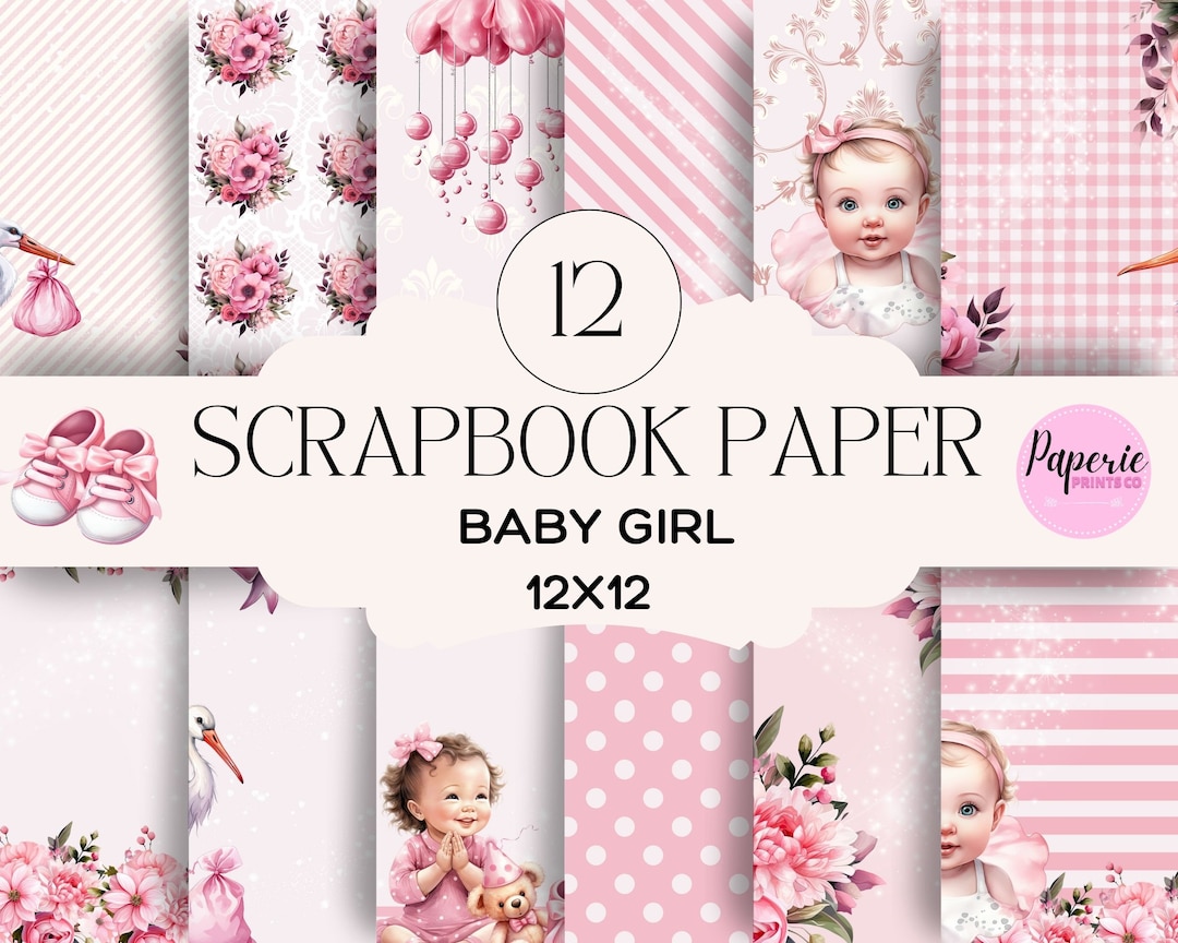 Baby Girl Scrapbooking Paper Digital Paper Baby Girl Printable ...