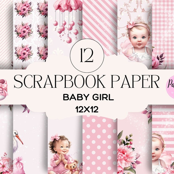 Digital Baby Girl Scrapbook Paper - Etsy