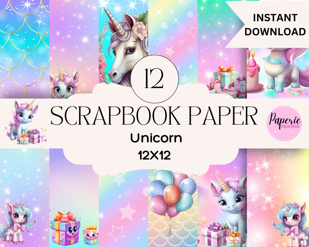 Unicorn Scrapbook Paper Printable Magical Unicorn Themed Scrapbook ...