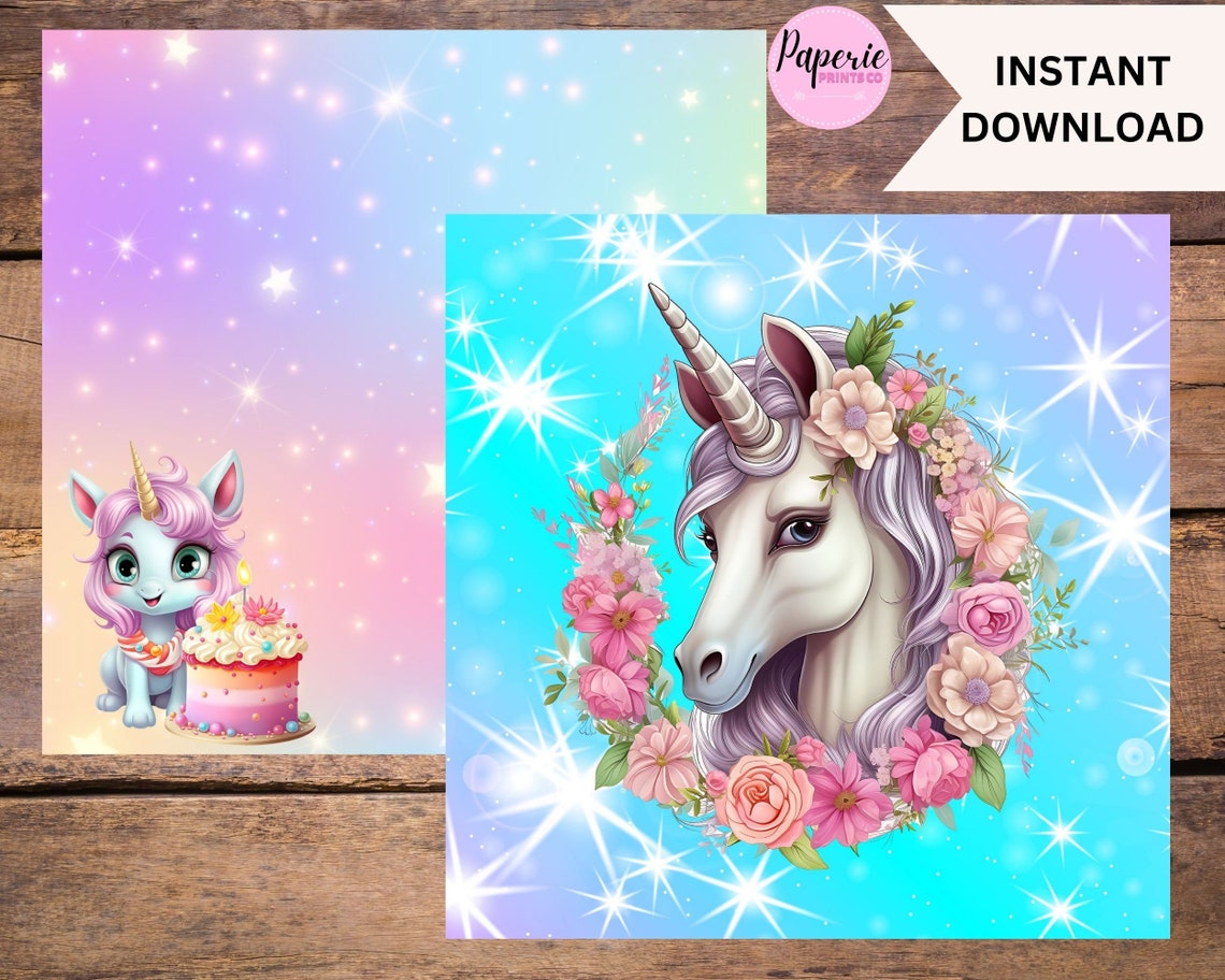 Unicorn Scrapbook Paper Printable Magical Unicorn Themed - Etsy