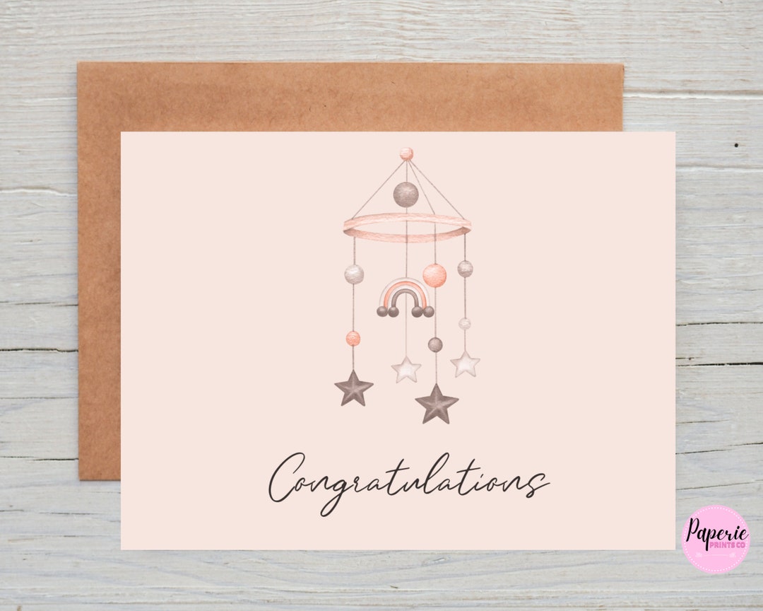 Boho New Baby Congratulations Card, Boho Gender Neutral Congratulations ...