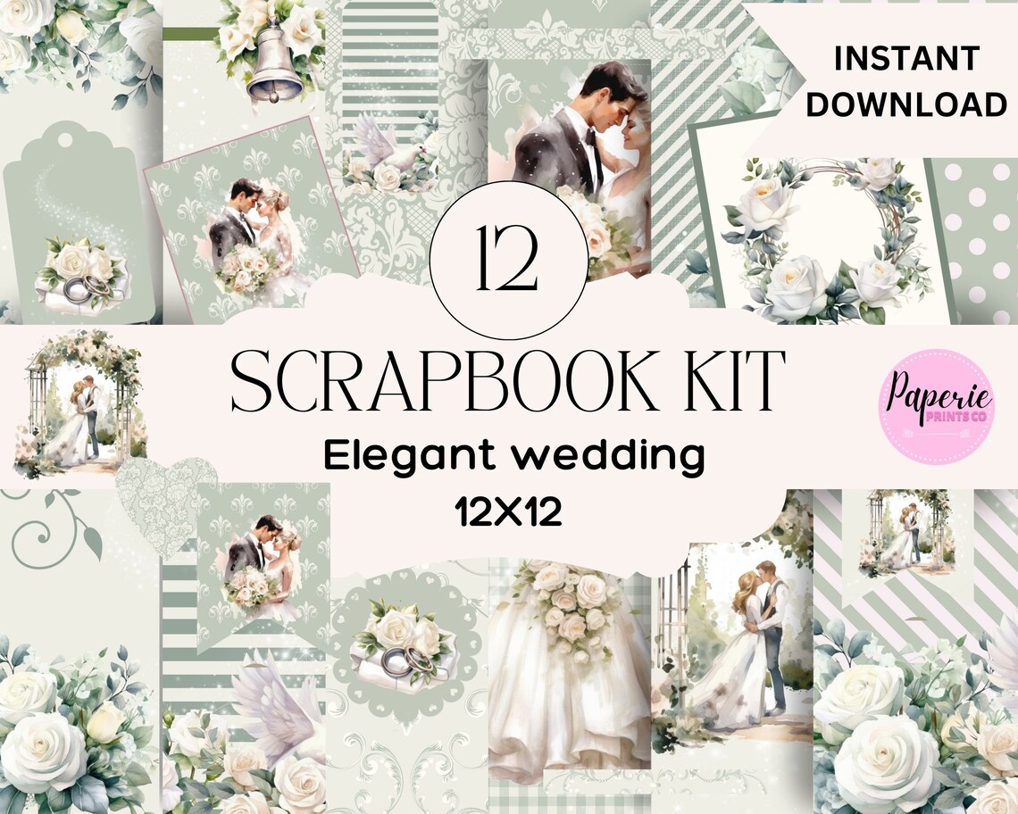 Wedding Scrapbook Kit Printable Elegant Wedding Digital Scrapbook Kit ... Wedding Scrapbook Kit Printable Elegant Wedding Digital Scrapbook Kit ...