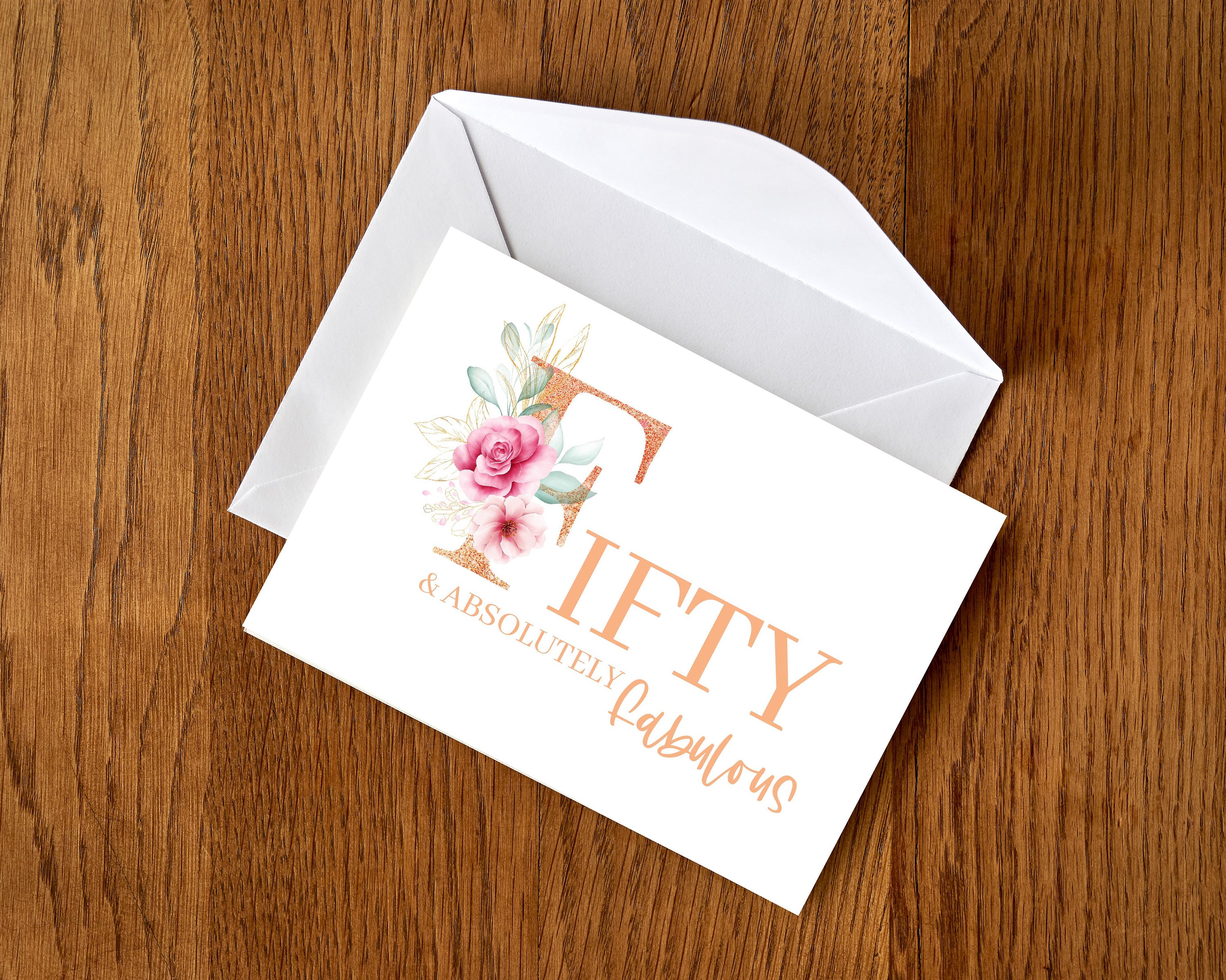 50 and Fabulous Birthday Card for Her Floral Fifty and - Etsy