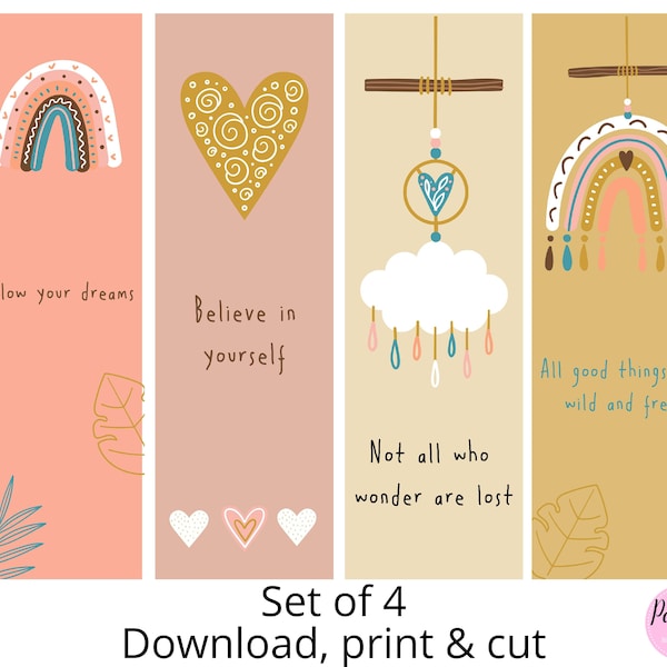 Rainbow Bookmark Printable - Etsy