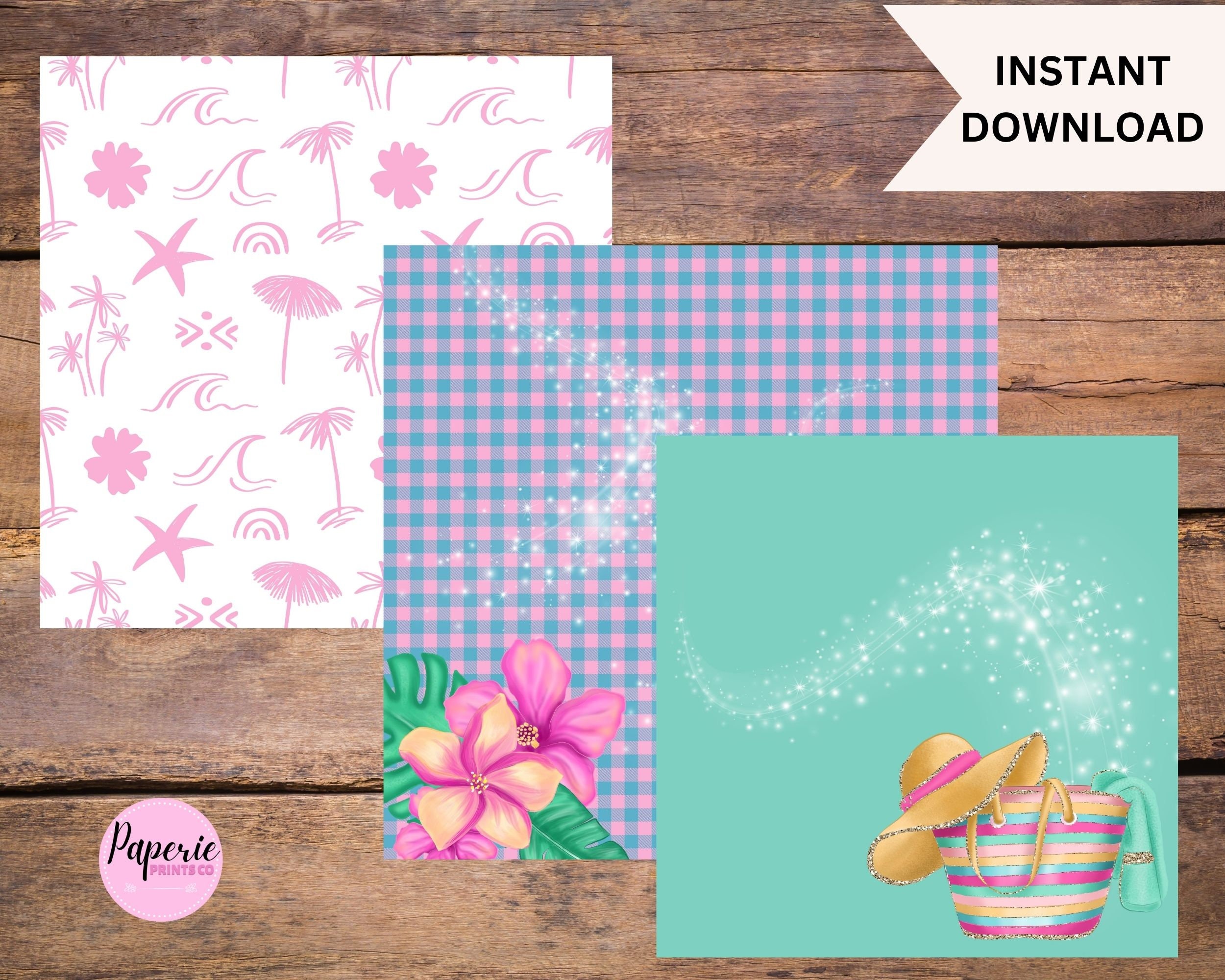 Fun in the Sun Scrapbook Paper Printable Beach Scrapbook Paper Digital ...