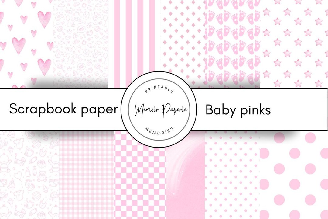 Baby Pink Scrapbook Paper, Baby Girl Pink Patterned Paper, Baby Pink ...