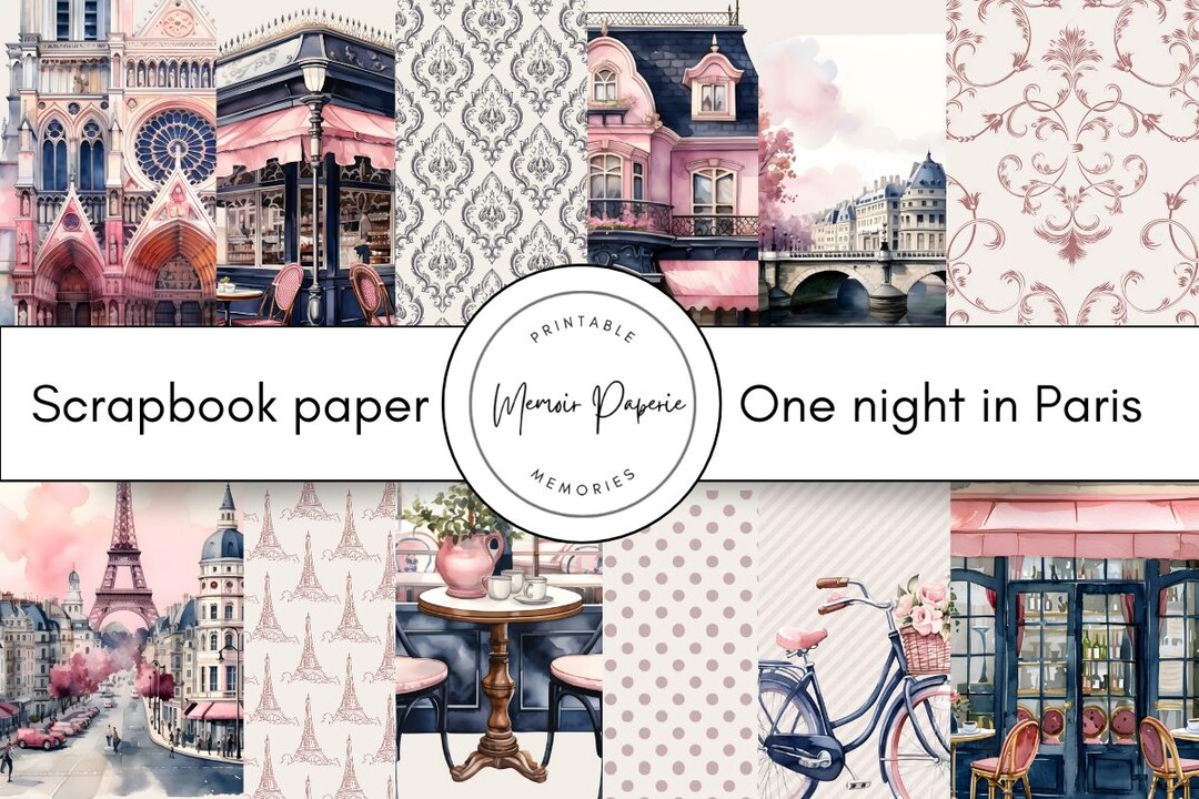 Paris Scrapbook Paper: Printable Junk Journal Patterns (digital ...