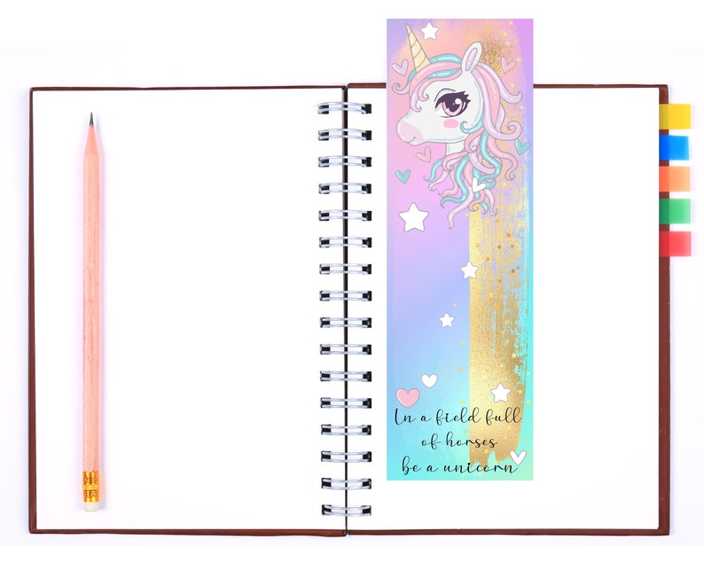 Unicorn Bookmark, Printable Bookmarks Kids, Unicorn Stationary Set ...