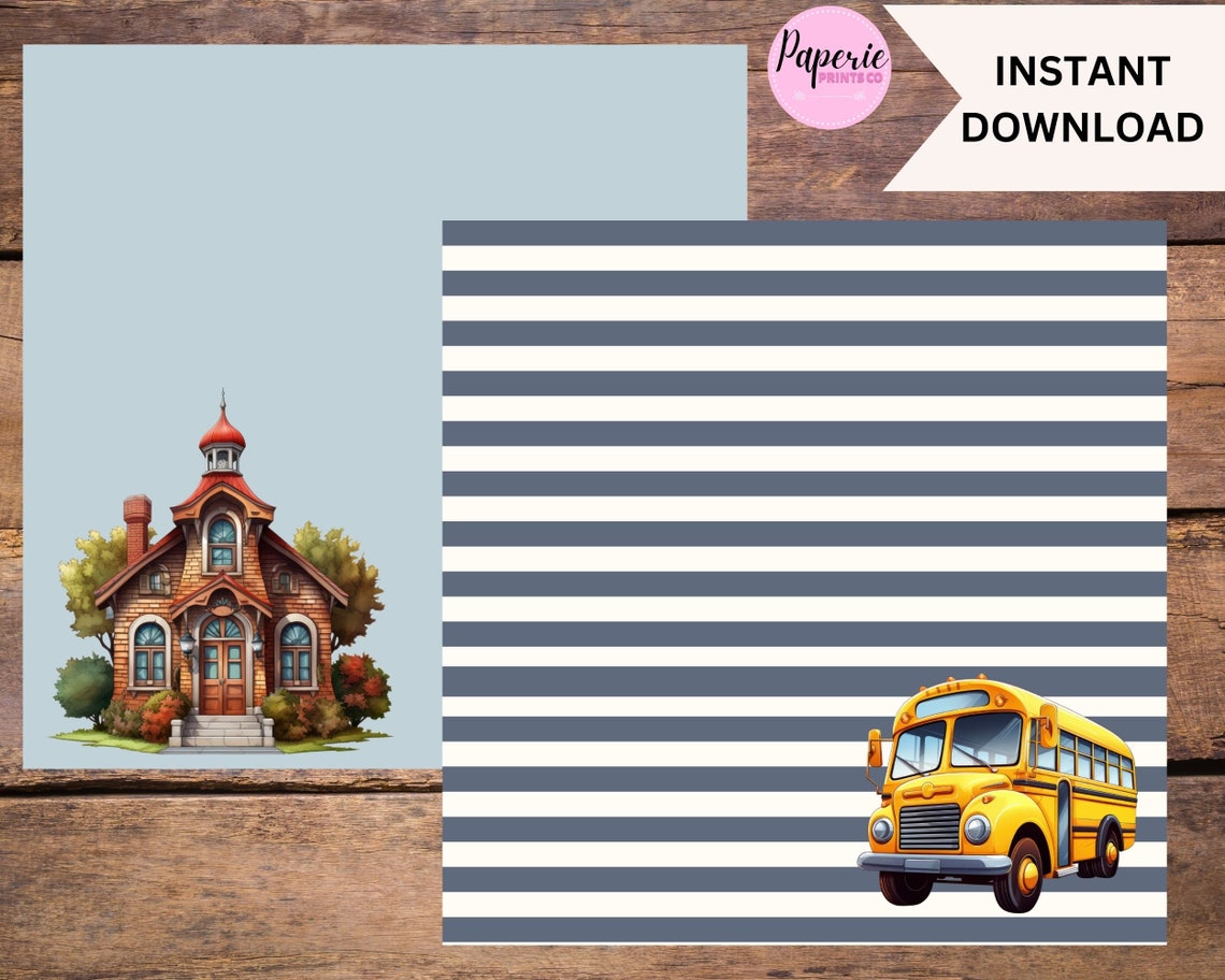 School Scrapbook Paper Kit Digital Back to School Scrapbook Kit ...