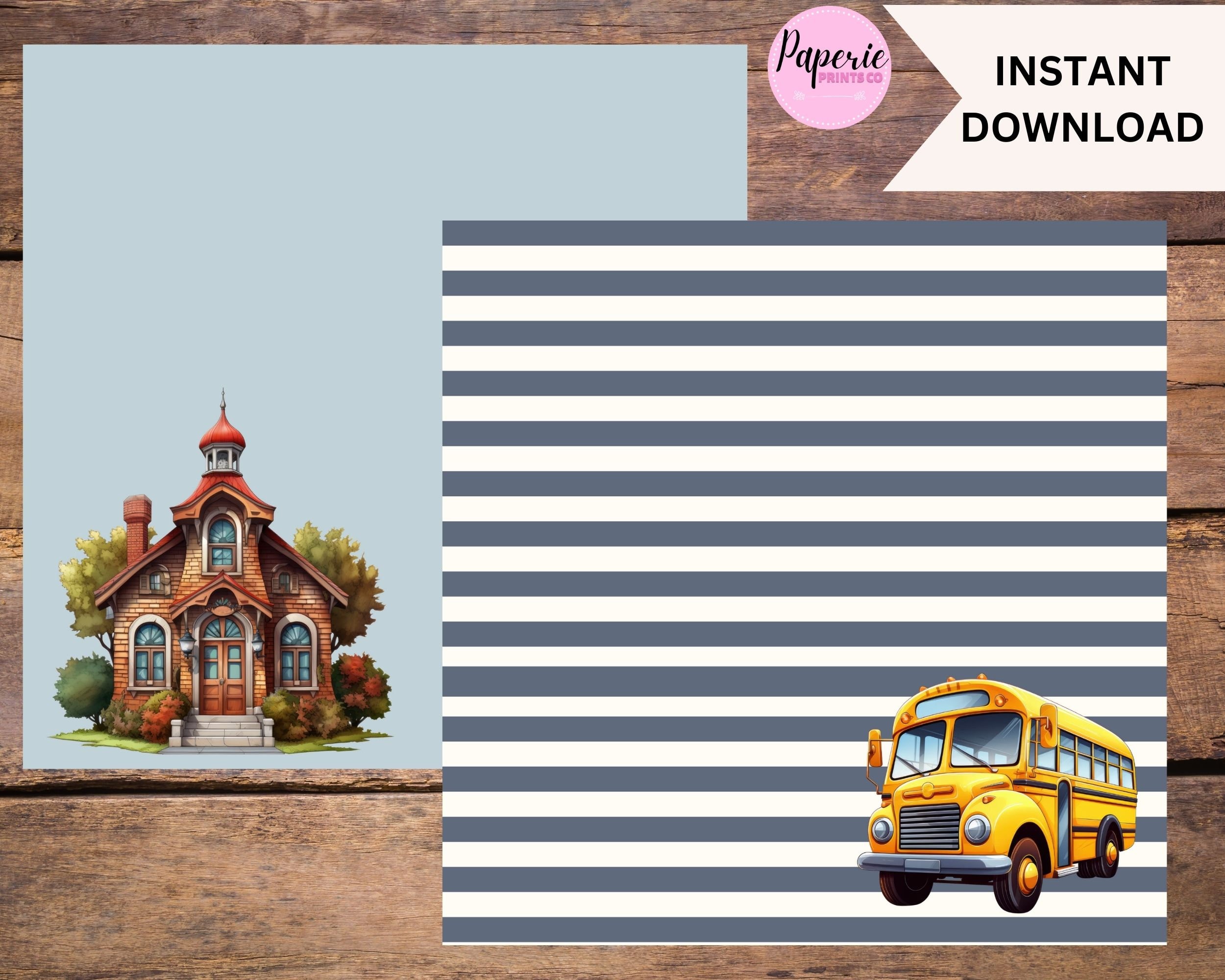 School Scrapbook Paper Kit Digital Back to School Scrapbook Kit ...