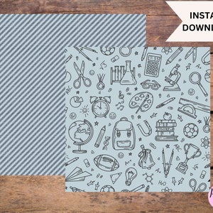 School Scrapbook Paper Kit Digital Back to School Scrapbook Kit ...