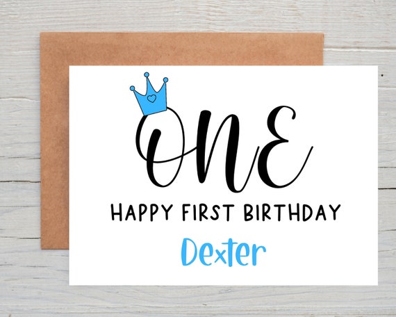 One birthday card boy personalised Boys first birthday | Etsy
