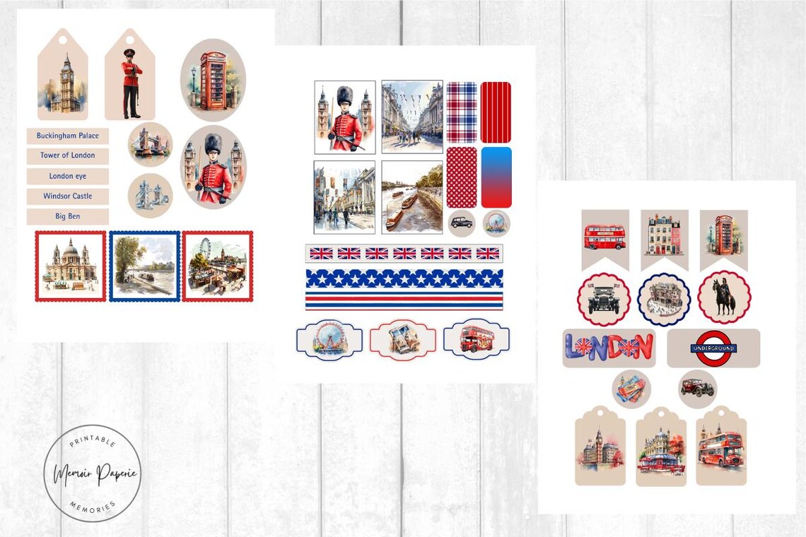 London Scrapbook Kit: Digital Paper & Embellishments (digital Download ...