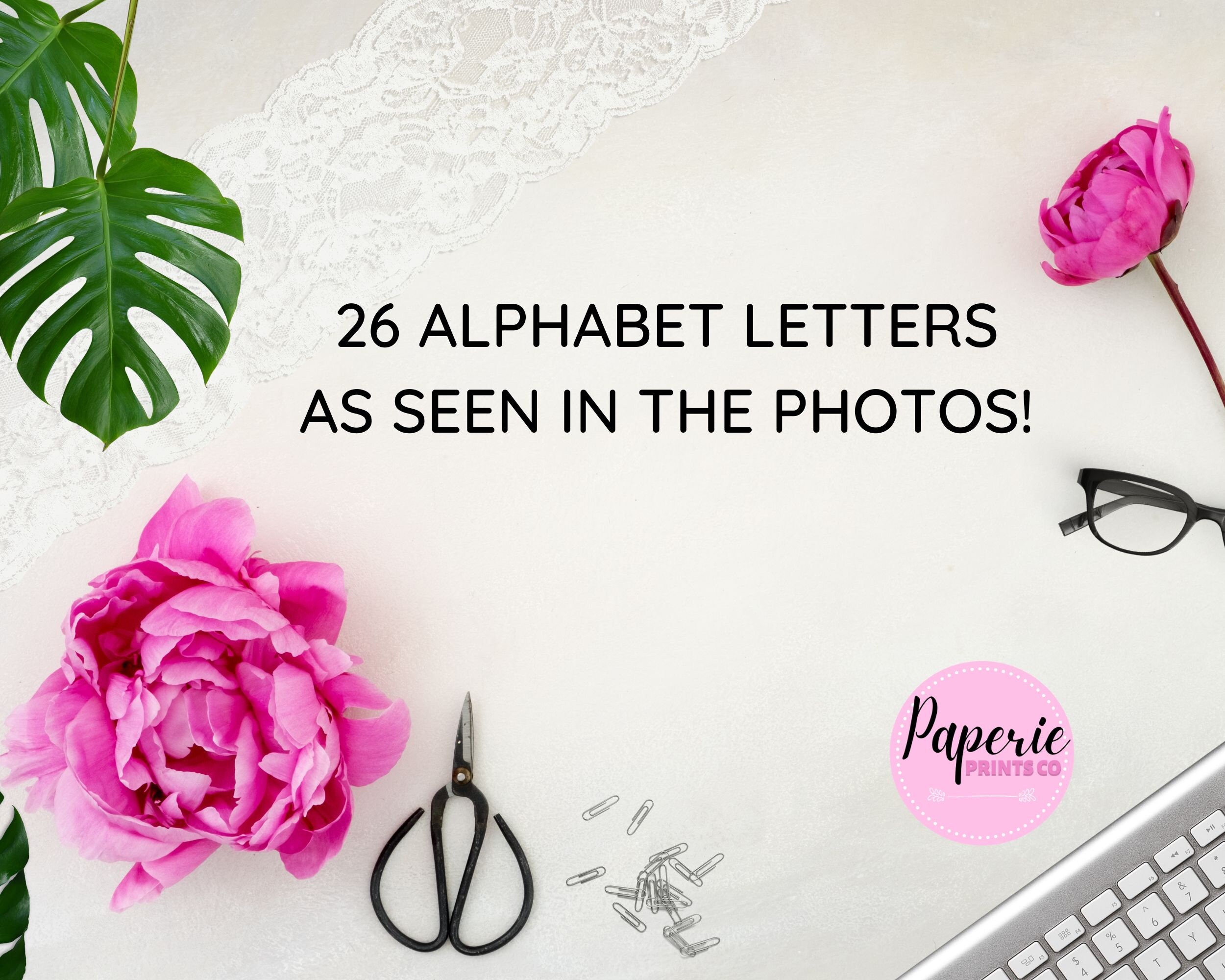 Floral Butterfly Alphabet Letters A to Z Decorative Pink Alphabet ...